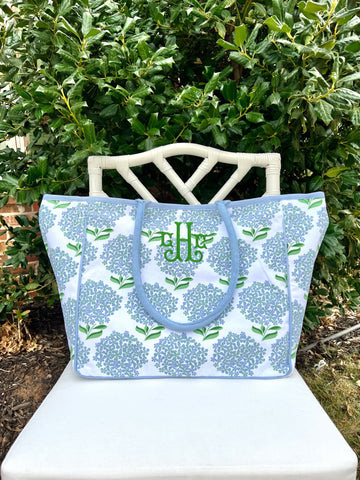 Oversized hydrangea canvas tote – Grace Harris Collection