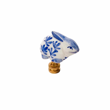 Blue and white lamp finials, choose from bunny, pig, ball, or ginger j ...