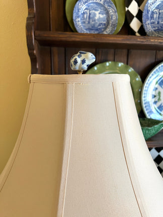 Blue and white lamp finials, choose from bunny, pig, ball, or ginger j ...